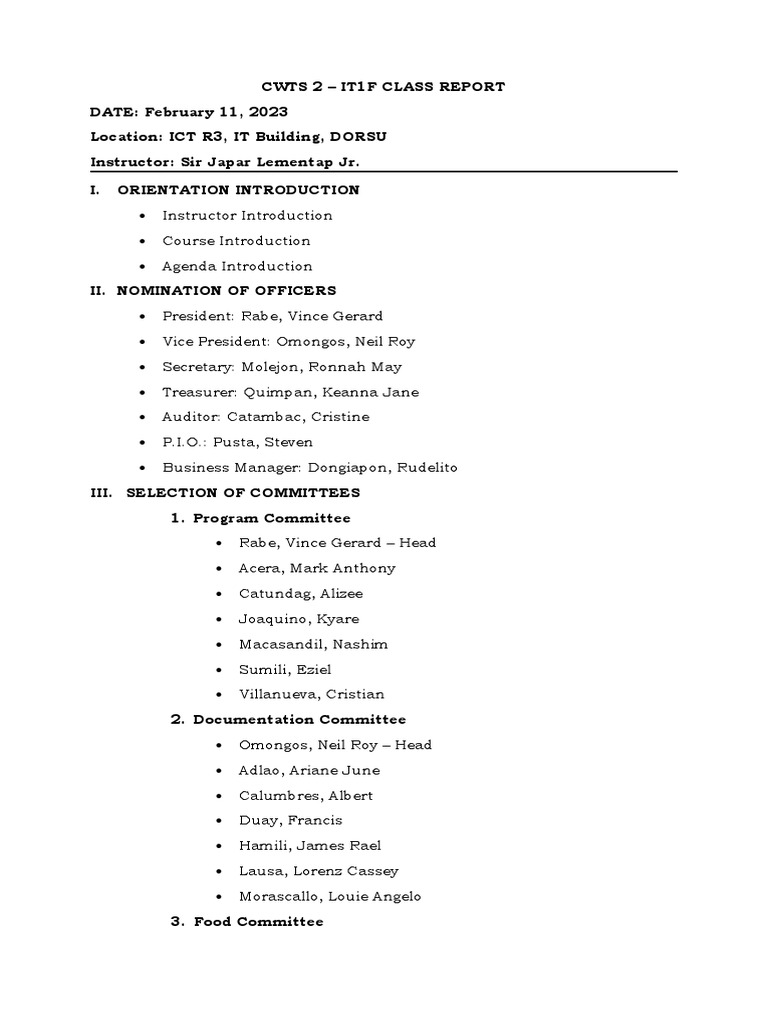 CWTS 2 - It1f Report | PDF