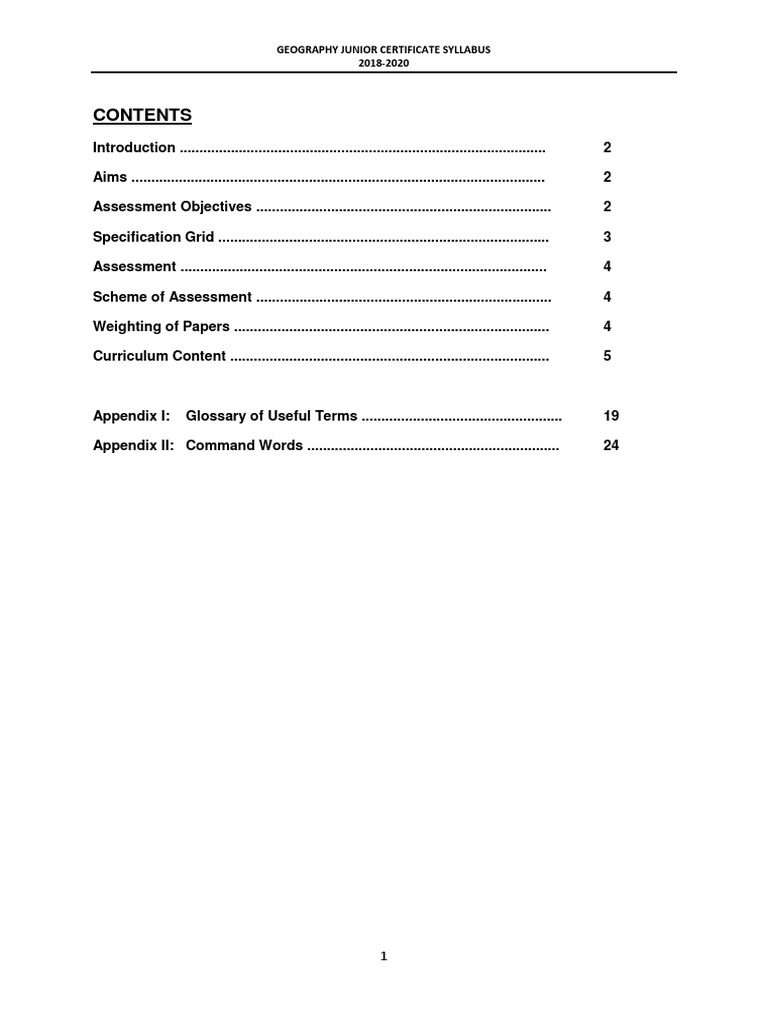 Junior Cert Geography Syllabus 2018-2020 | PDF | Agriculture | River