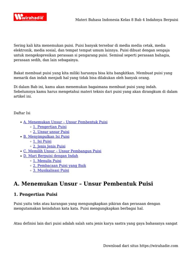 Materi Indahnya Berpuisi PDF | PDF | Seni & Disiplin Bahasa | Puisi