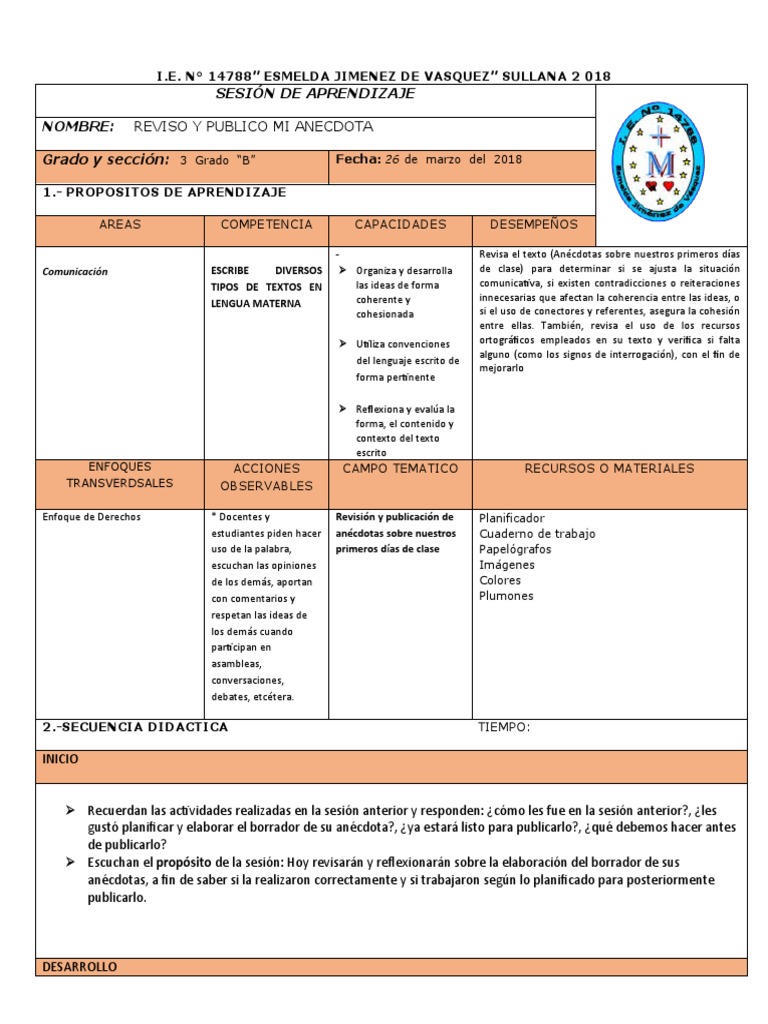 Sesion 15 Reviso y Publico Mi Anecdota | PDF | Aprendizaje | Modificación de comportamiento