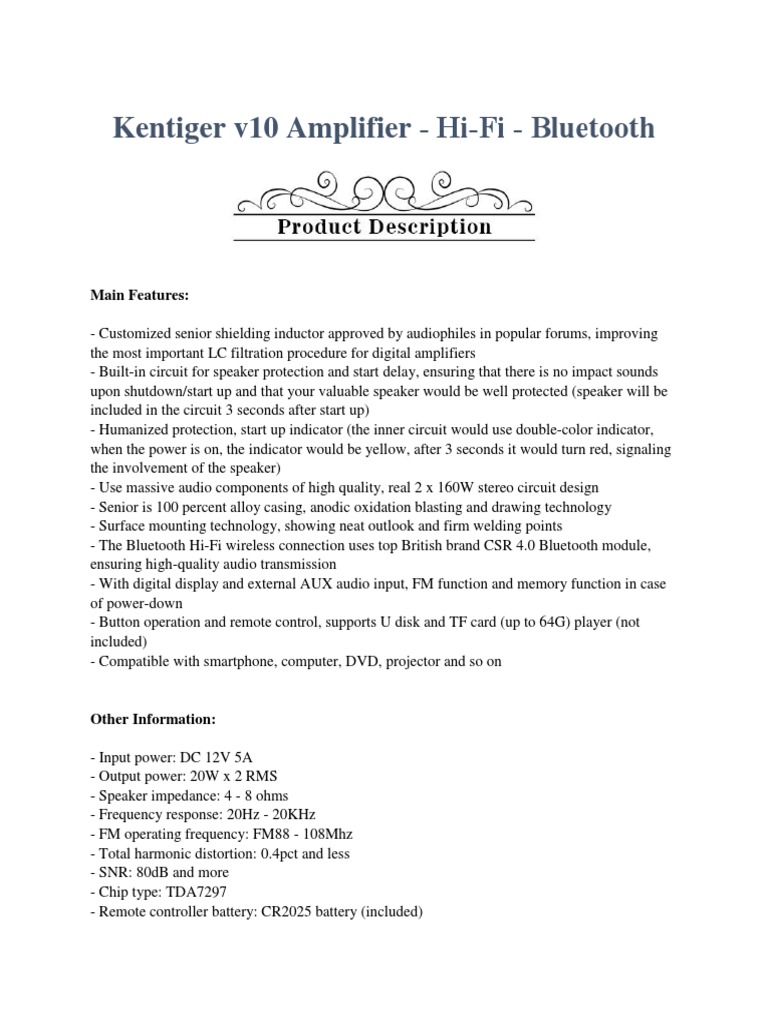 Kentiger v10 Amplifier | PDF | Technology & Engineering