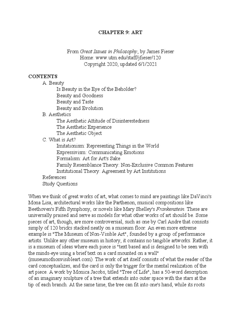 Chapter 9: Art | PDF | Beauty | Aesthetics