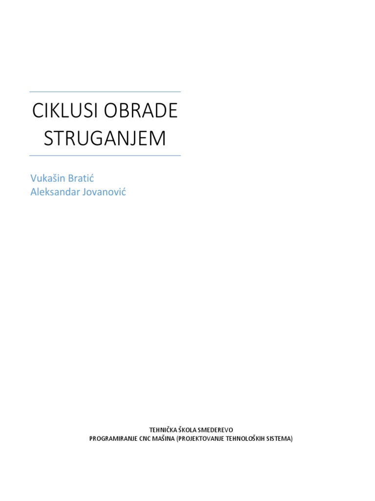 Ciklusi obrade struganjem CNC mašina | PDF