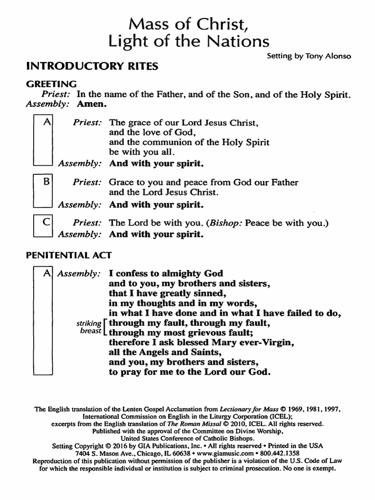 Mass of Christ-Light of The Nations-Alonso-Assembly | PDF | Mass ...