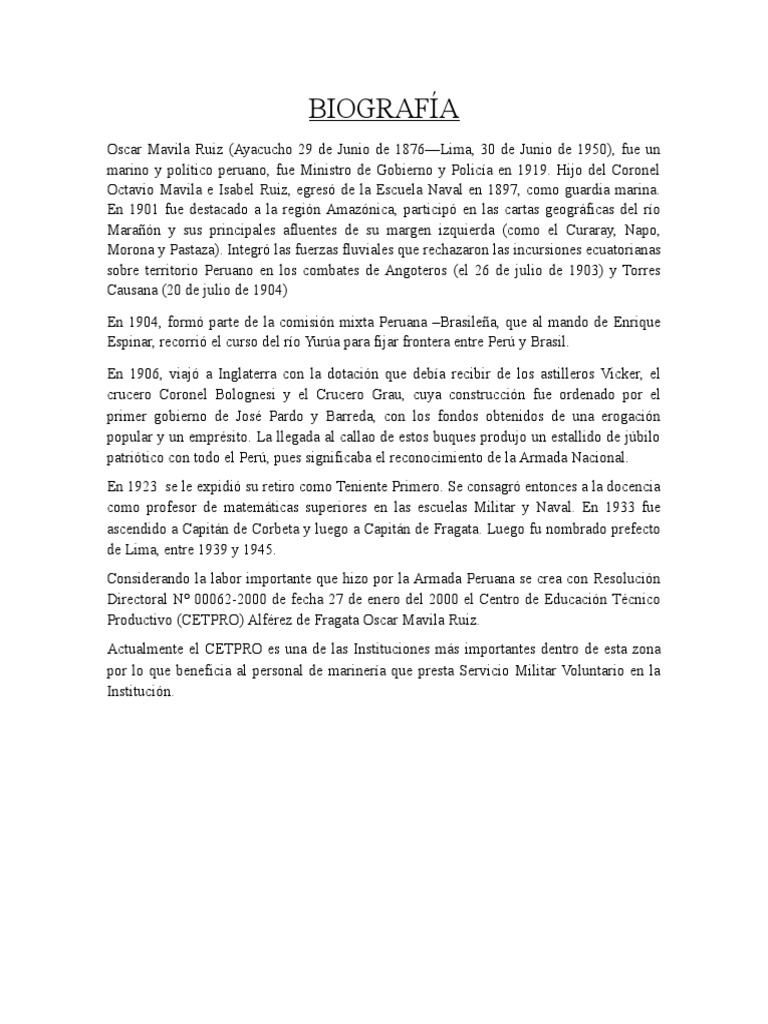 Biografía Cetpro | PDF