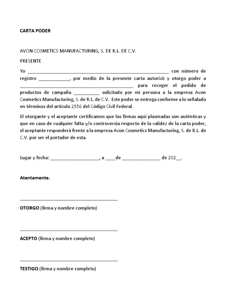 Formato Carta Poder Simple V1 | PDF