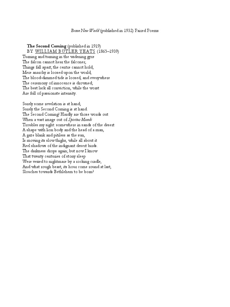 Brave New World Paired Poems | PDF