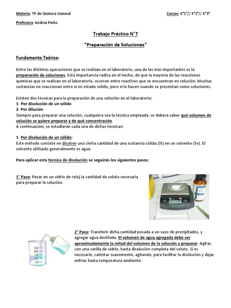 TP N°7 Preparación de Soluciones | PDF | Concentración | Química