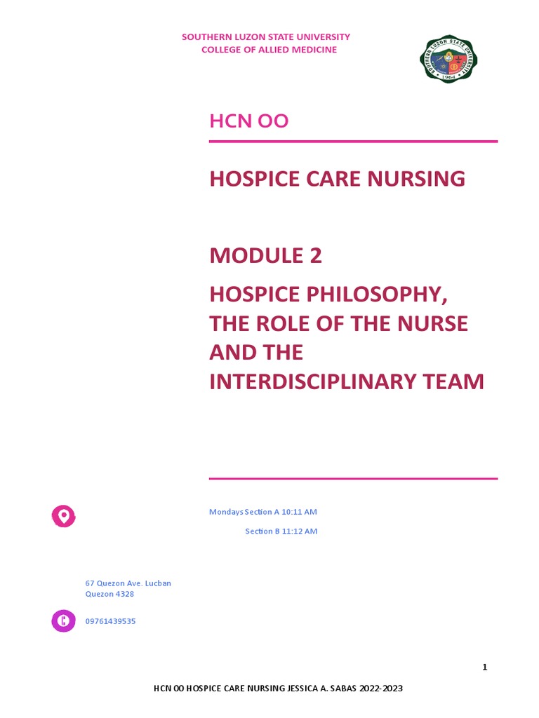 Module Template HCN 00 2 | PDF | Palliative Care | Nursing