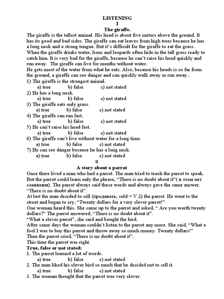 LISTENING.6, 5 Grades | PDF | Giraffe | Coffeehouse