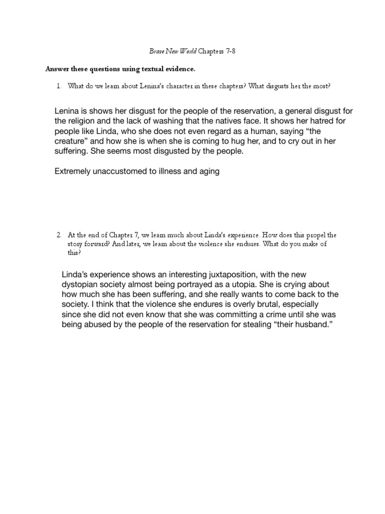 Analysis of Chapters 7-8 in BNW | PDF