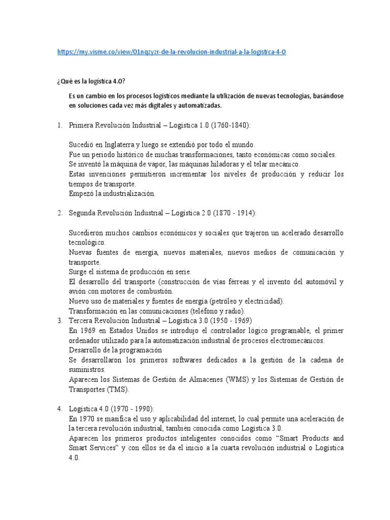 Revolucion Logistica 4.0 | PDF | Revolución industrial | Logística Revolucion Logistica 4.0 | PDF | Revolución industrial | Logística