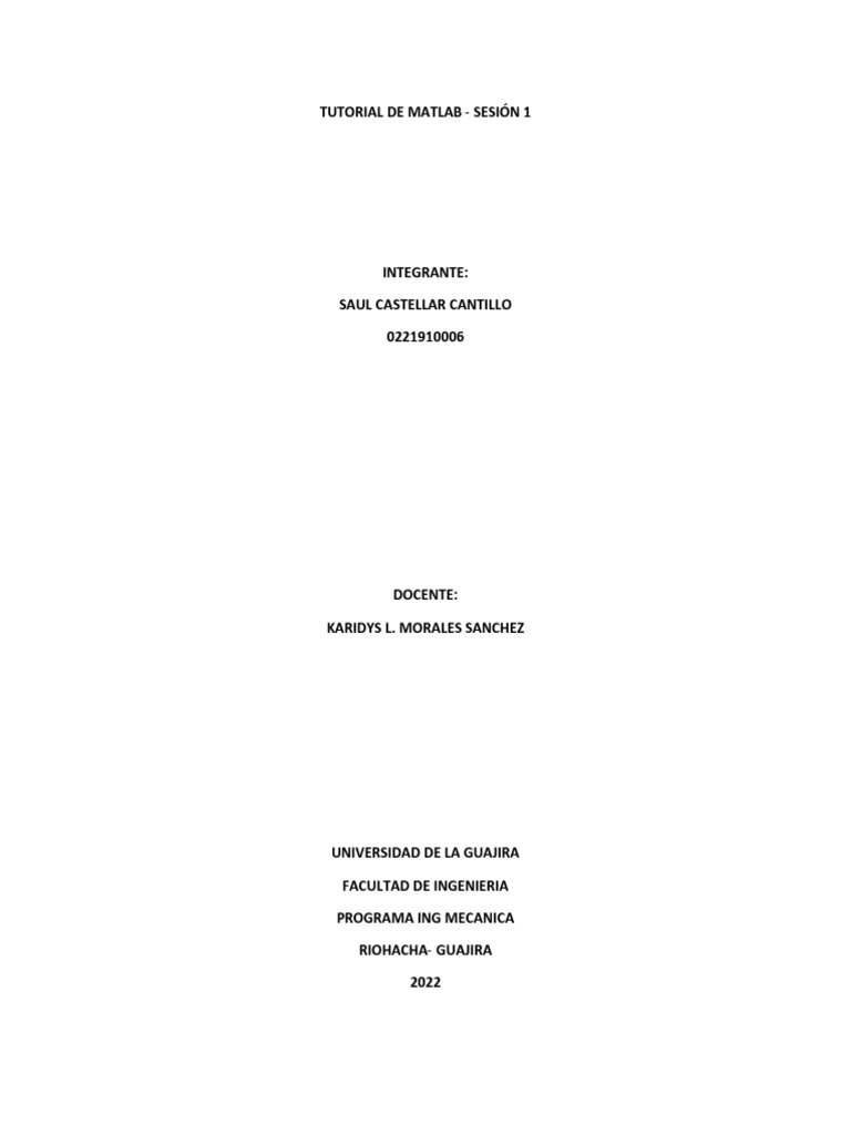 Tutorial de Matlab | PDF