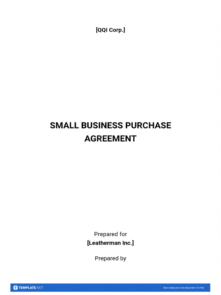 Small Business Purchase Agreement Template PDF | PDF