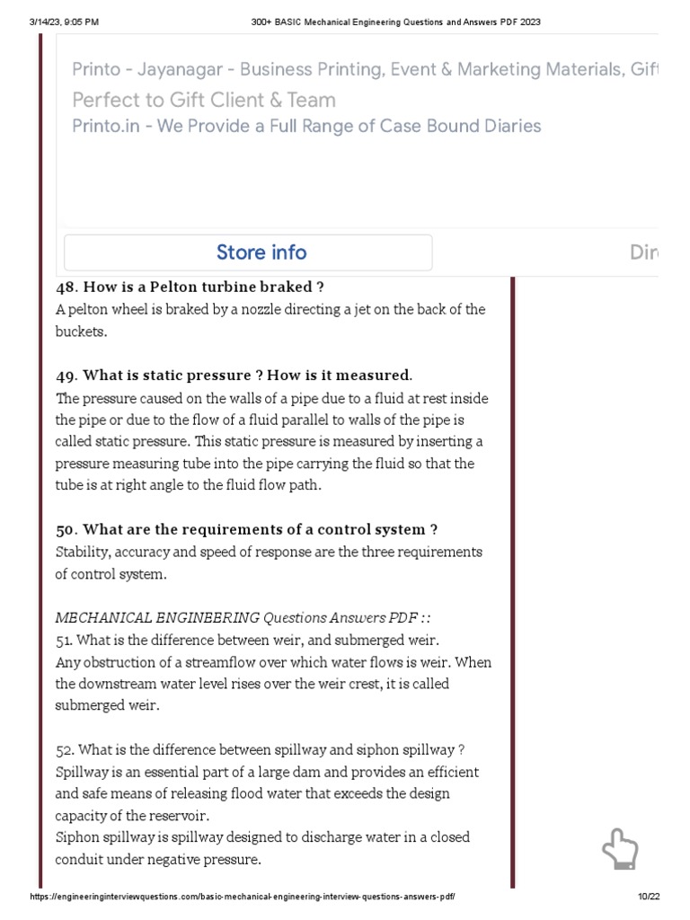 Mechanical Engineering Questions | PDF