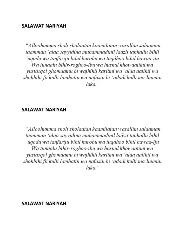 Salawat Nariyah | PDF