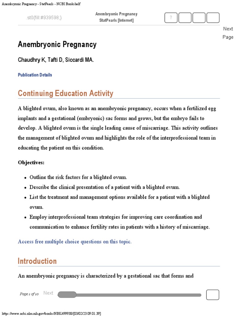 Anembryonic Pregnancy Guide | PDF