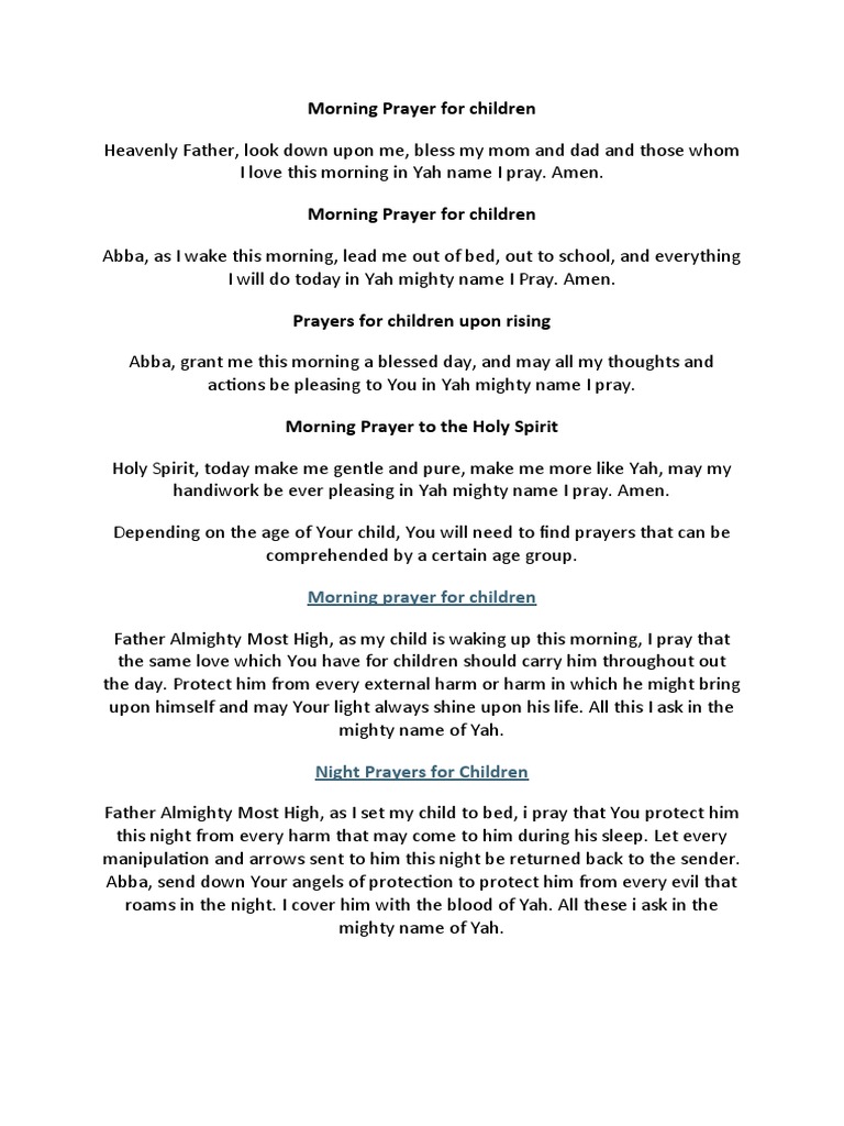 Prayer For Children | PDF | Prayer