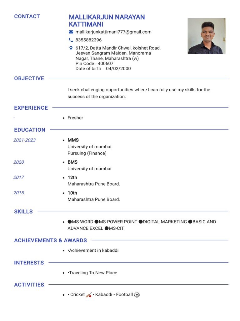 Mallikarjun Kattimani Resume 2023 | PDF