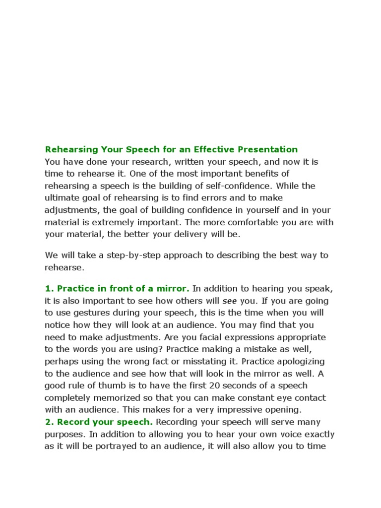 Effective Speech Rehearsal Techniques | PDF | Psychological Concepts ...