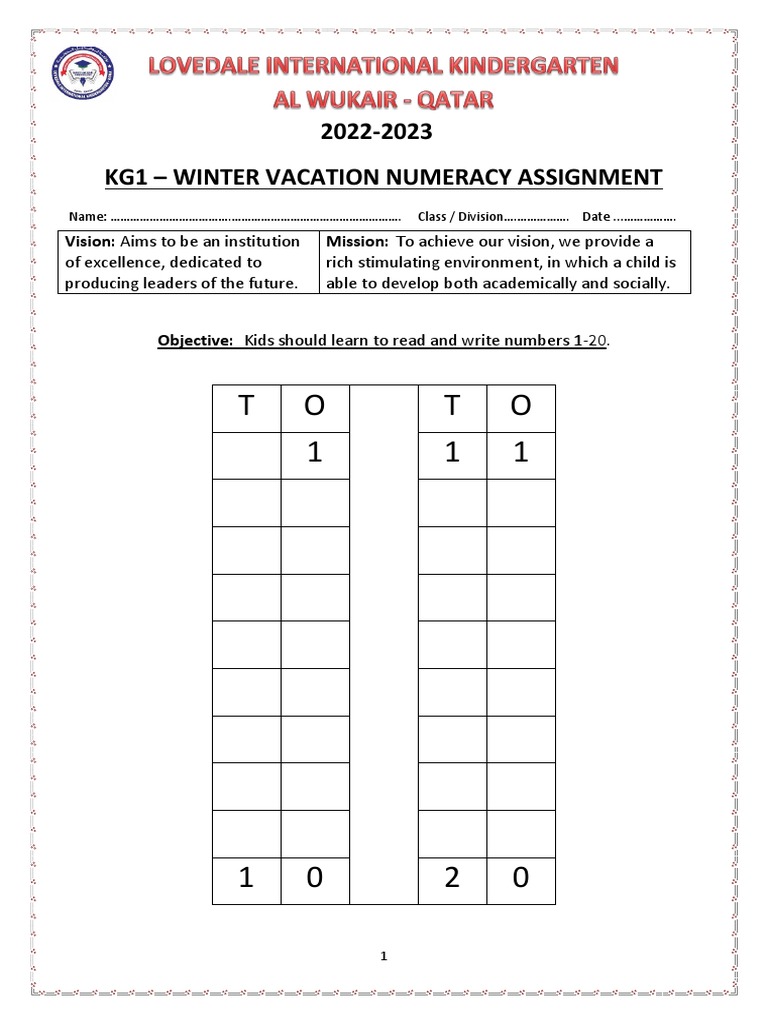 Numeracy - Worksheet - KG1 C | PDF