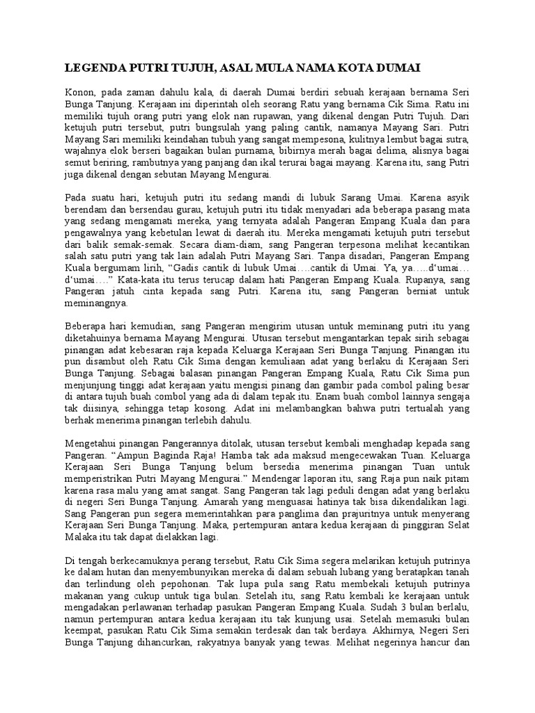 Legenda Putri Tujuh | PDF