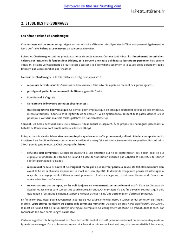 Étude Des Personnages: Les Héros: Roland Et Charlemagne | PDF ...