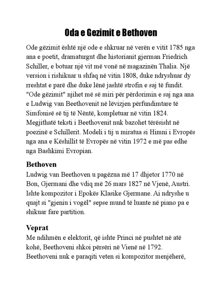 Oda e Gezimit e Bethoven | PDF