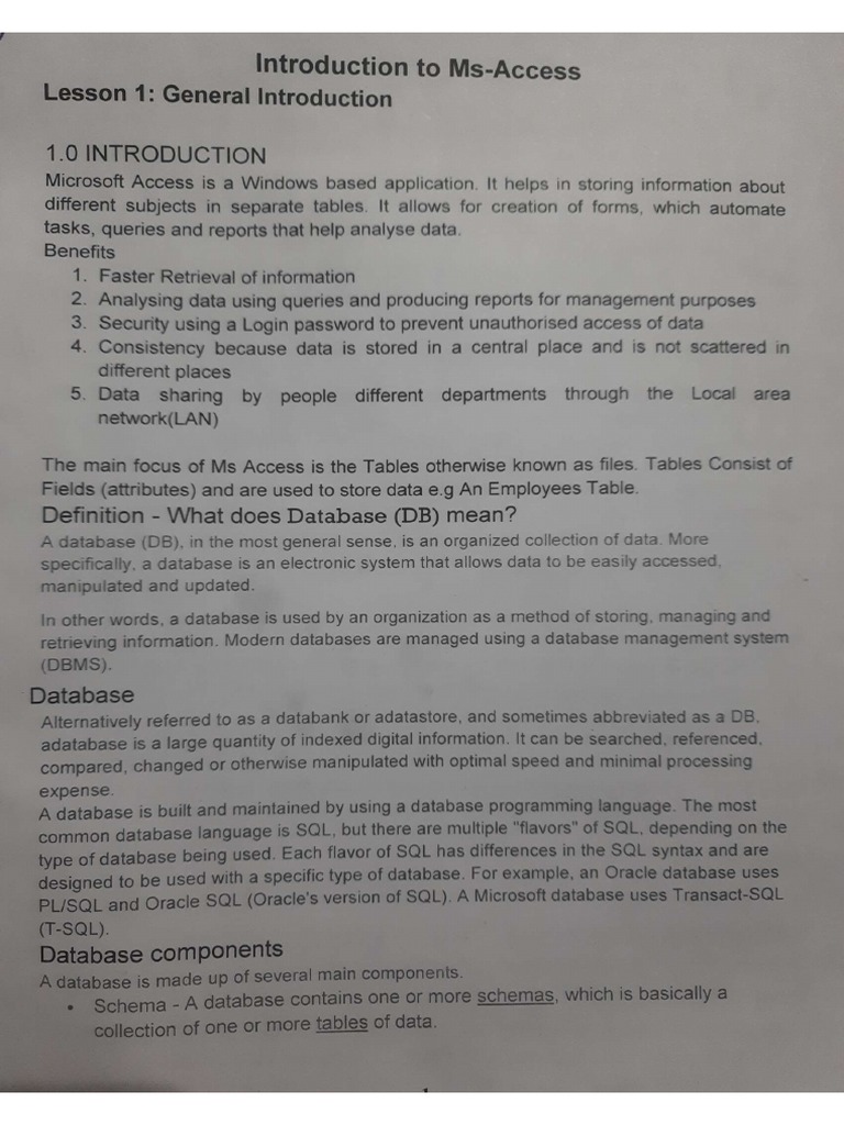 Introduction To Ms Access | PDF