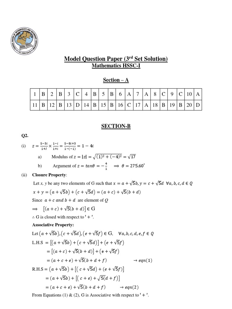 Math Paper 3 Solution | PDF | Mathematical Relations | Functions And Mappings