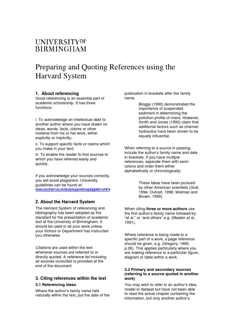 Preparing and Quoting References Using The Harvard System: 1. About ...