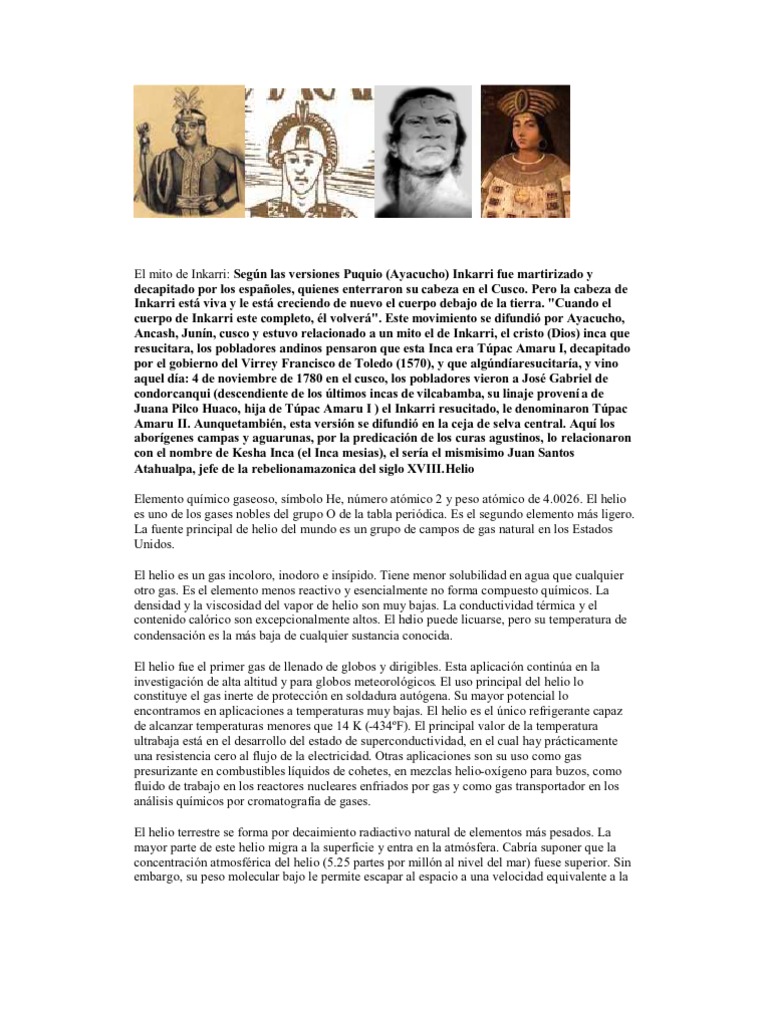 El Mito de Inkarri | PDF | Helio | Química