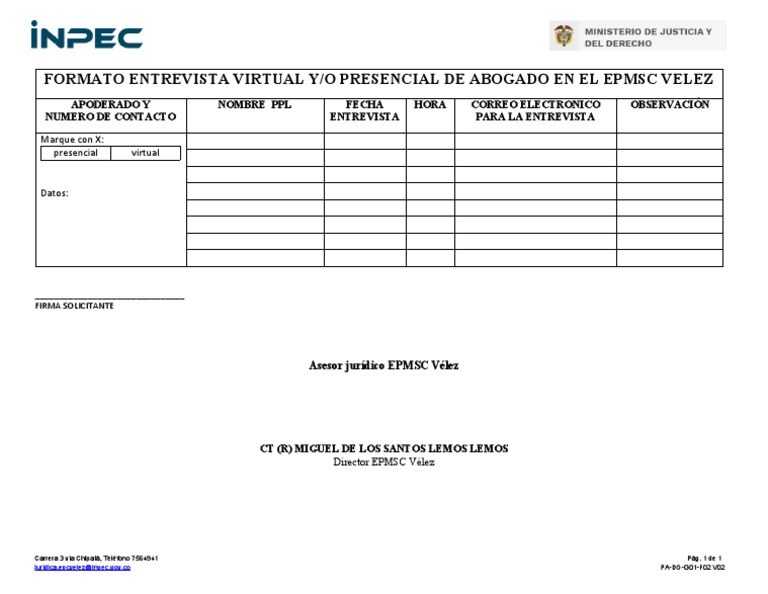 Formato Entrevista Virtual-Presencial - Abogados | PDF