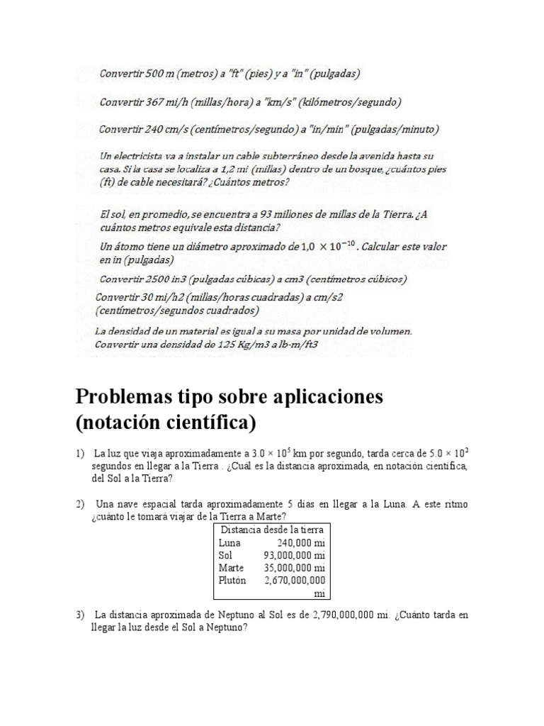 Problemas Tipo Sobre Aplicaciones (Notación Científica) | PDF