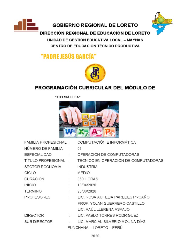 Ofimatica I 2020 - Cetpro PJG | PDF | Microsoft Excel | Bases de datos