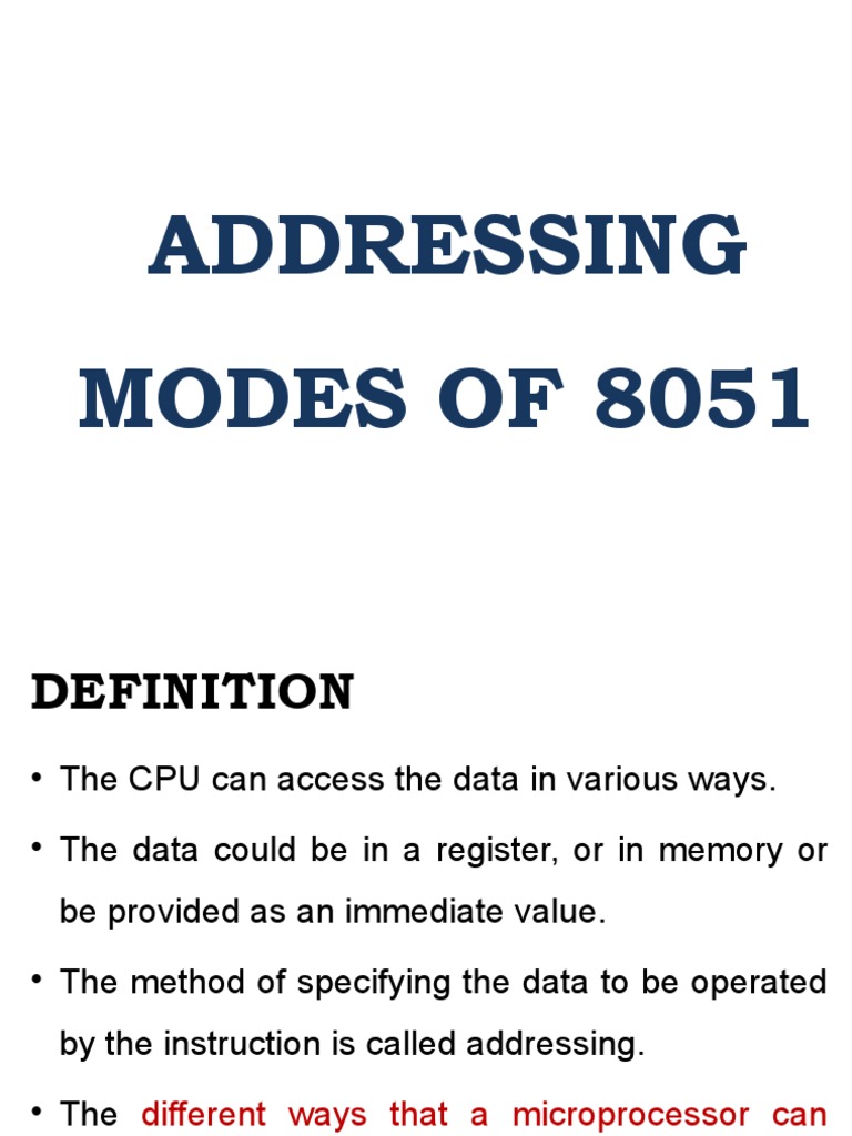 8051 Addressing Modes | PDF | Computer Science | Computer Hardware 8051 Addressing Modes | PDF | Computer Science | Computer Hardware