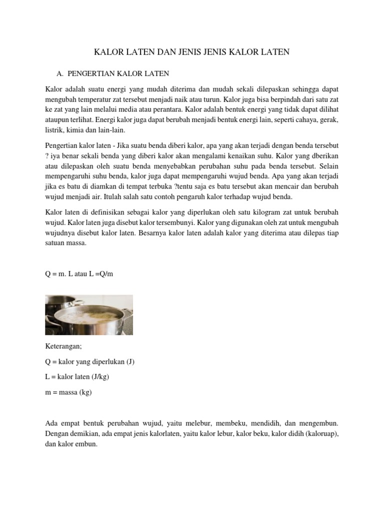Materi Kalor Laten Dan Jenis-Jenis Kalor Laten | PDF