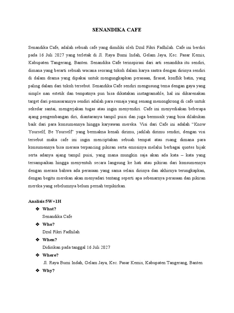 Senandika Cafe | PDF