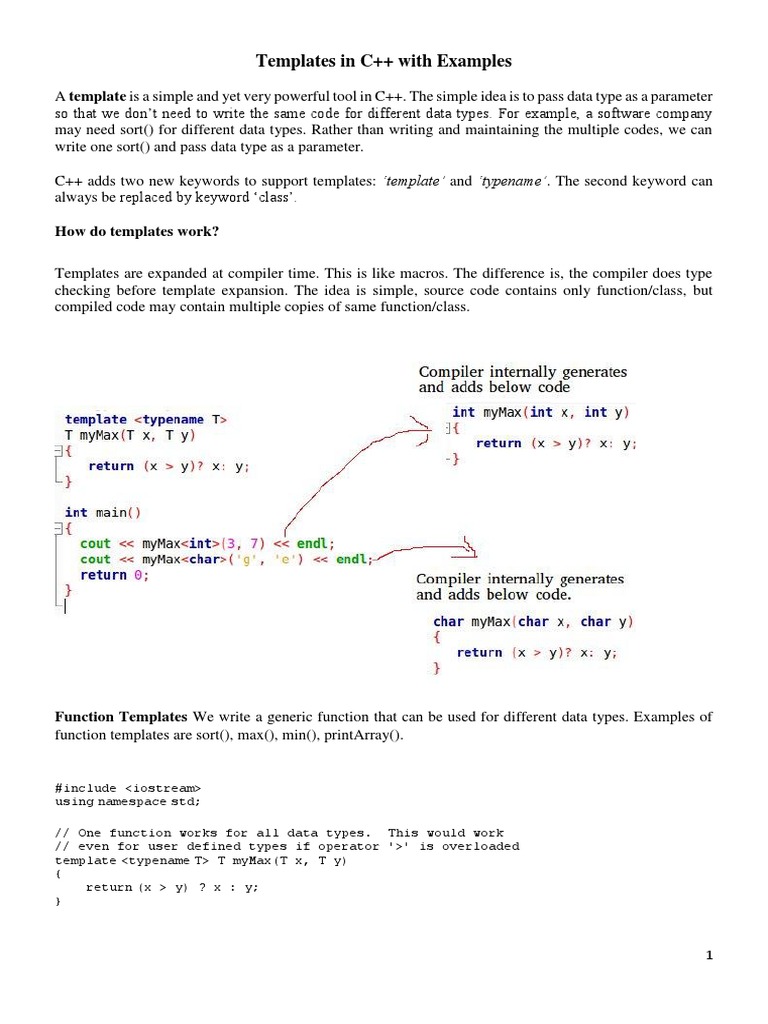 Templates in CPP | PDF | Parameter (Computer Programming) | C++ Templates in CPP | PDF | Parameter (Computer Programming) | C++