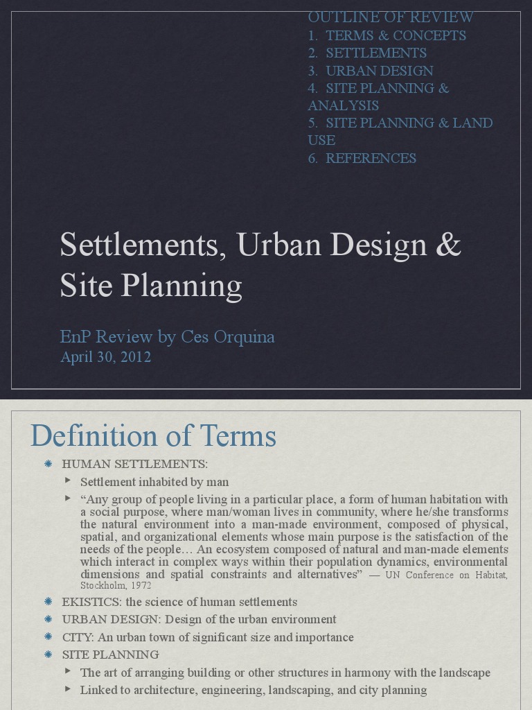19 Ces Orquina - Site Planning and Human Settlements | PDF | Soil | Urban Design