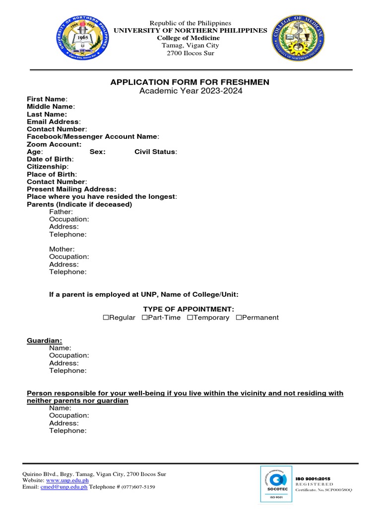 Application Form Admission | PDF