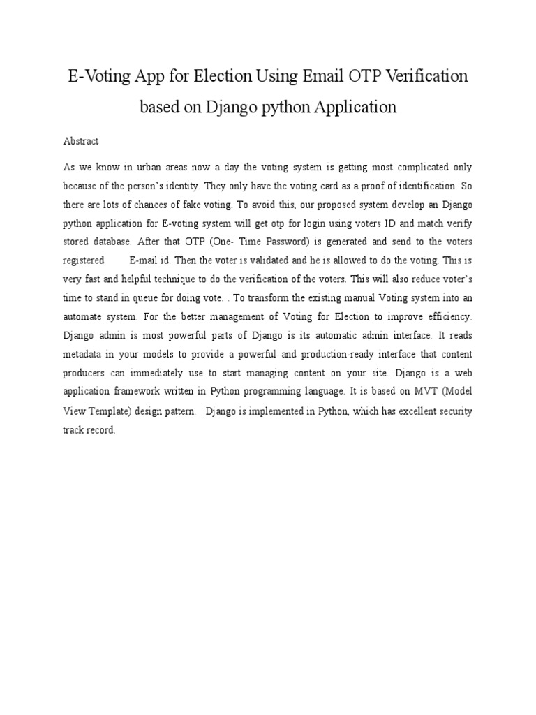 Abstract EVoting Django | PDF | Electronic Voting | Formal Verification