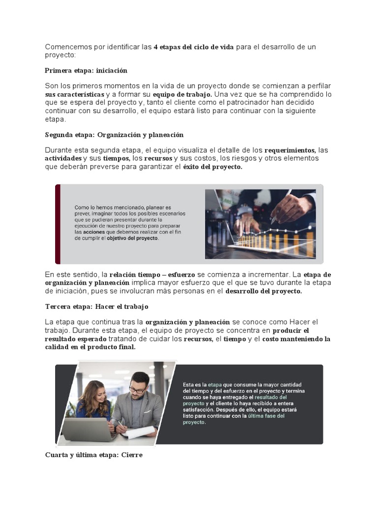 Ciclo De Vida De Proyecto Pdf Planificación Gestión De Proyectos