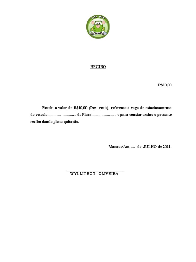 Recibo - Estacionamento | PDF