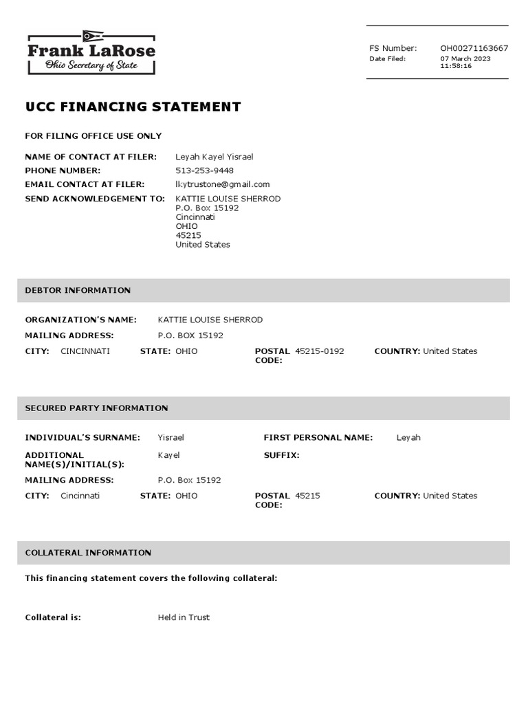 UCC Financing Statement OH 2023 | PDF