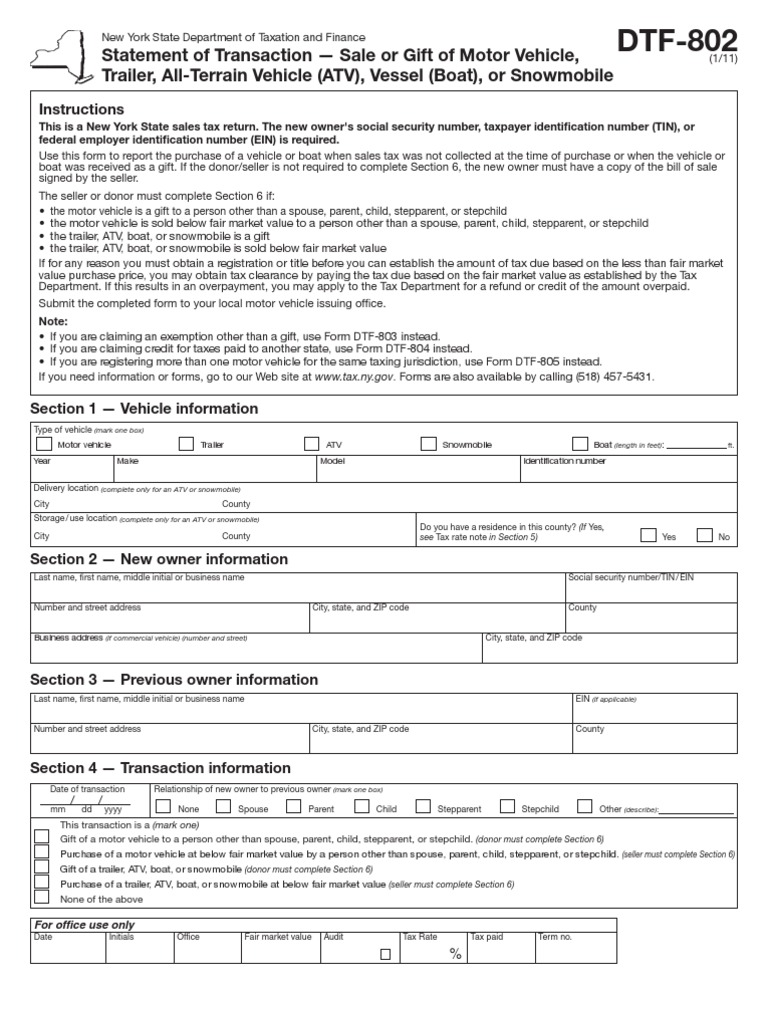 NY Vehicle/Boat Tax Form Guide | PDF | Stepfamily | Fraud