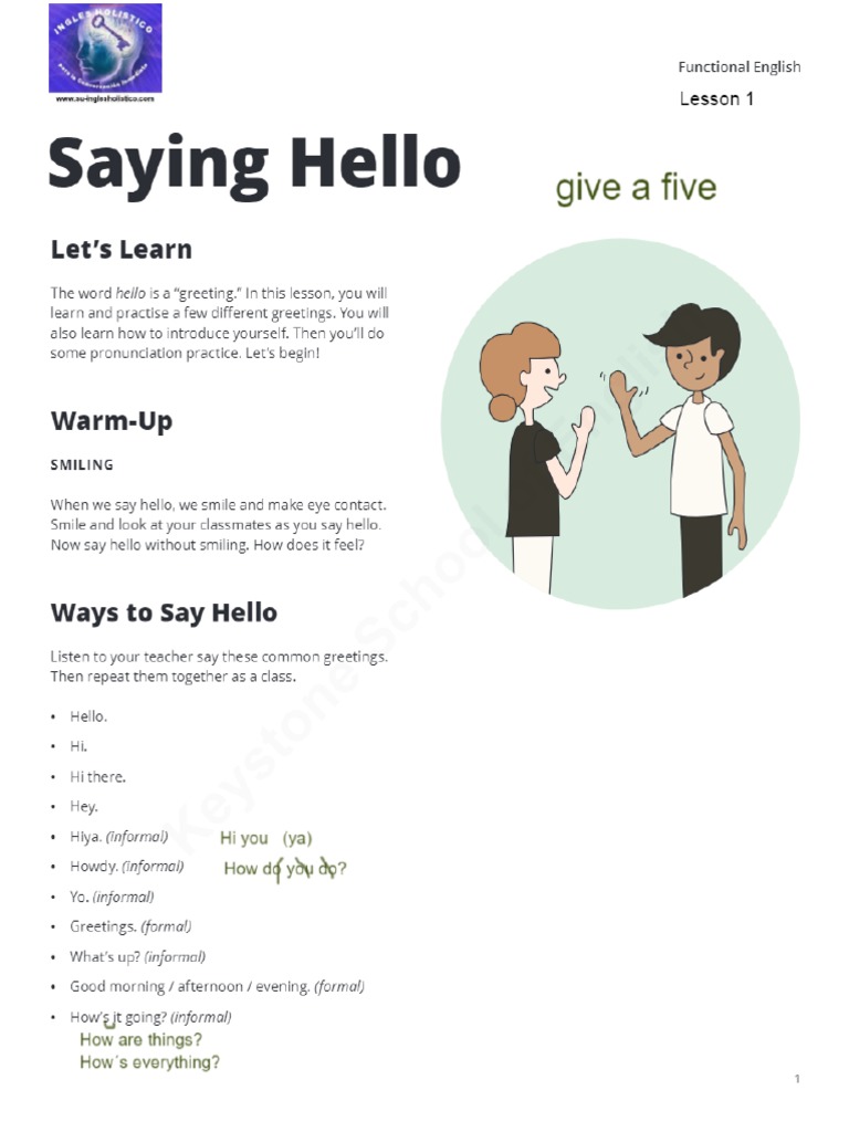 Saying Hello - 1 PDF | PDF