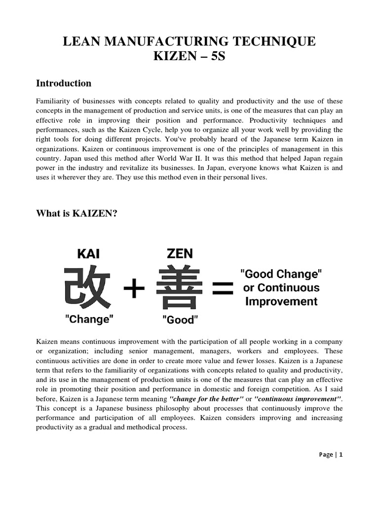Kaizen & 5S: Lean Manufacturing Guide | PDF | Business