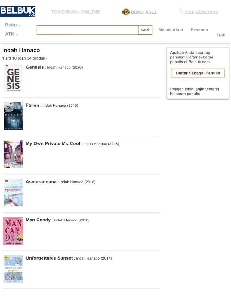 Buku-Buku Penulis Indah Hanaco - Belbuk | PDF