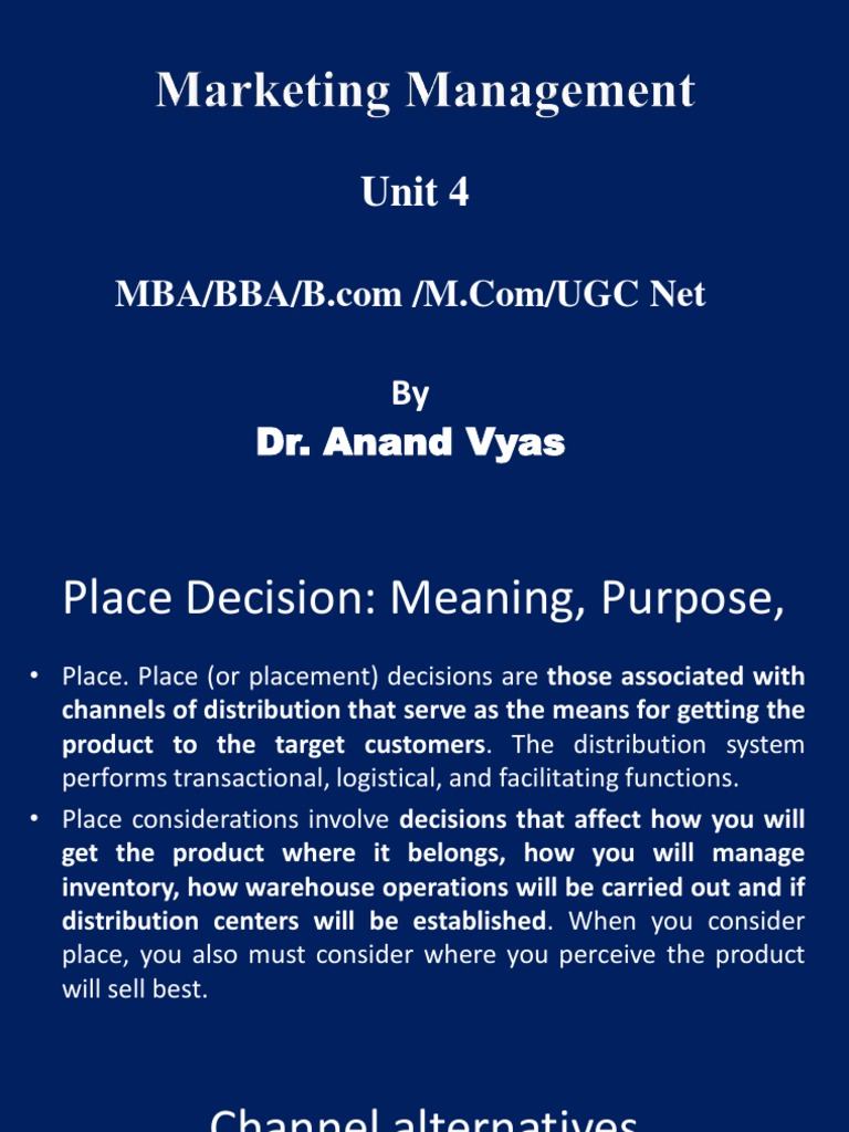 Unit 4 Marketing Management | PDF | Sales | Marketing